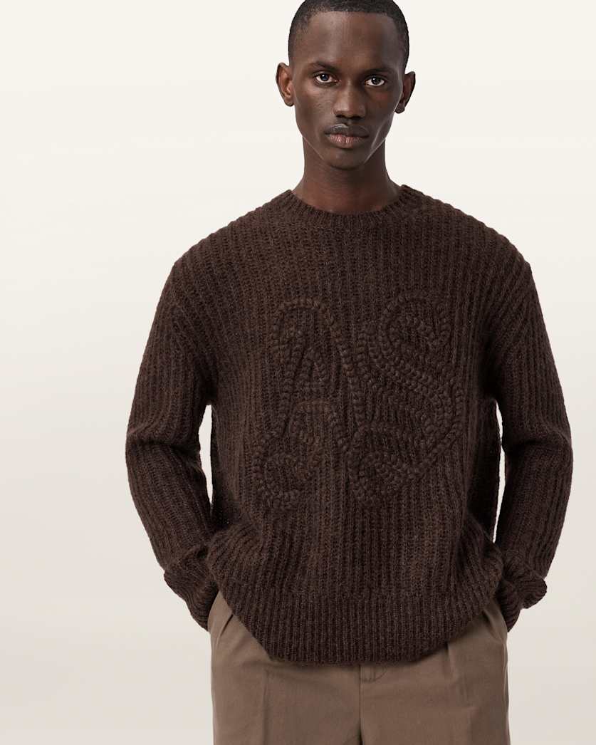 Chainy Embroidered Sweater RICH BROWN | ALLSAINTS US